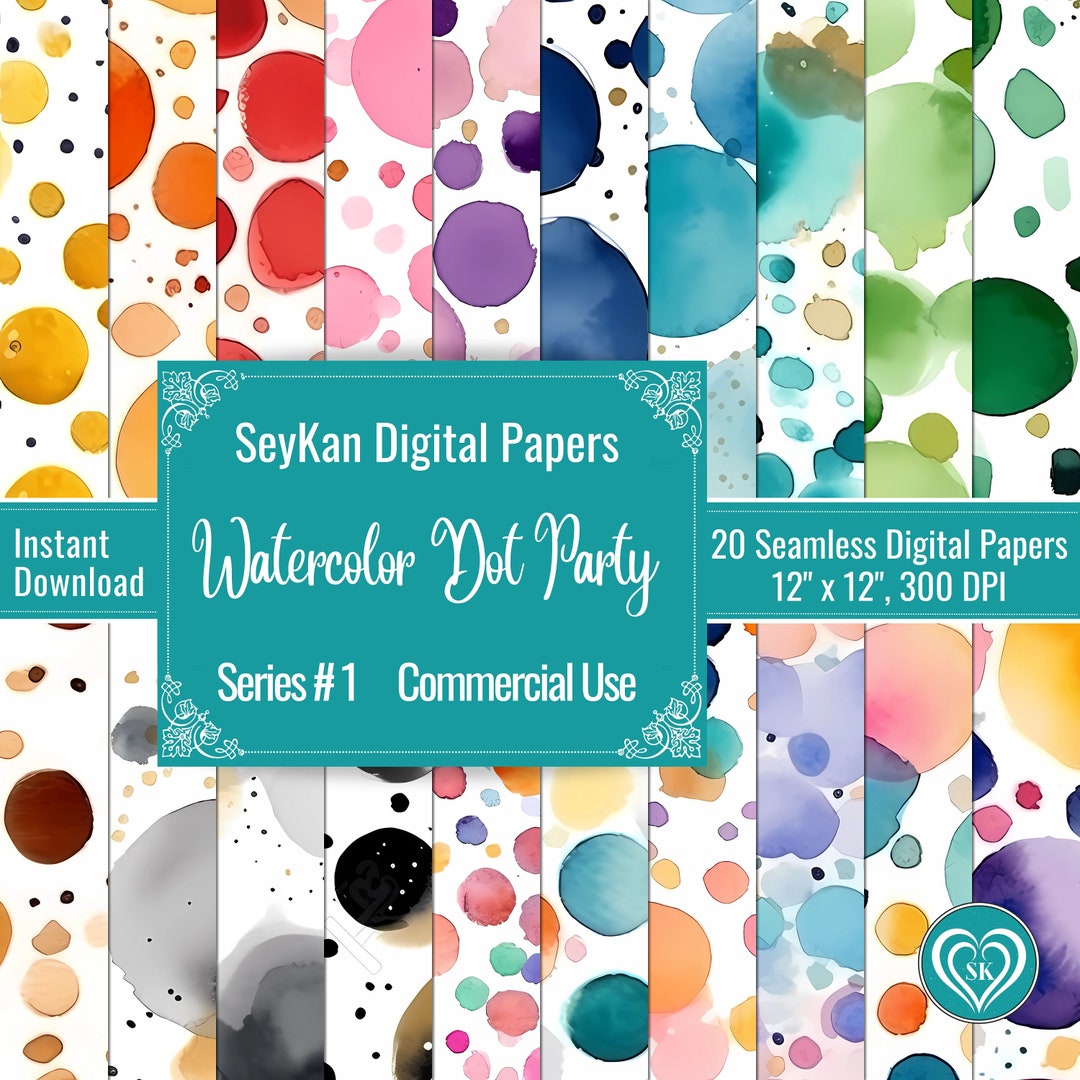 Watercolor Dot Party Seamless DIGITAL PAPER | Seamless Polkadot Pattern ...