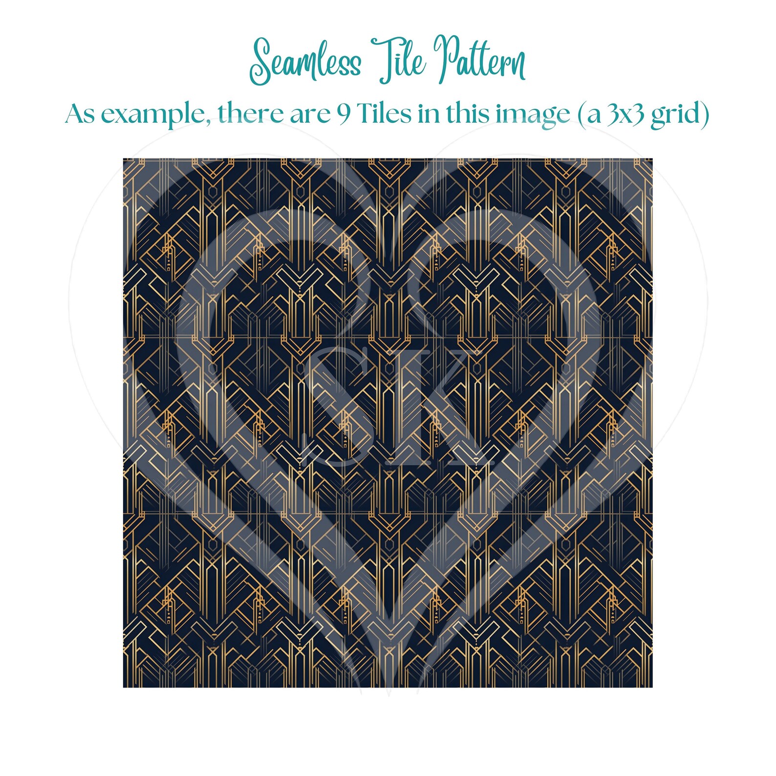 Navy Gold Art Deco DIGITAL PAPER Tiles Wallpaper Backgrounds Foil Paper ...