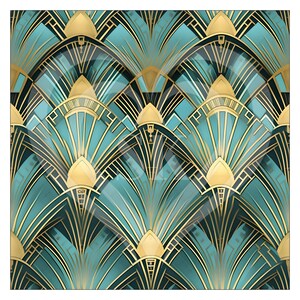 Teal Gold Art Deco DIGITAL PAPER Turquoise Tiles Wallpaper Backgrounds ...