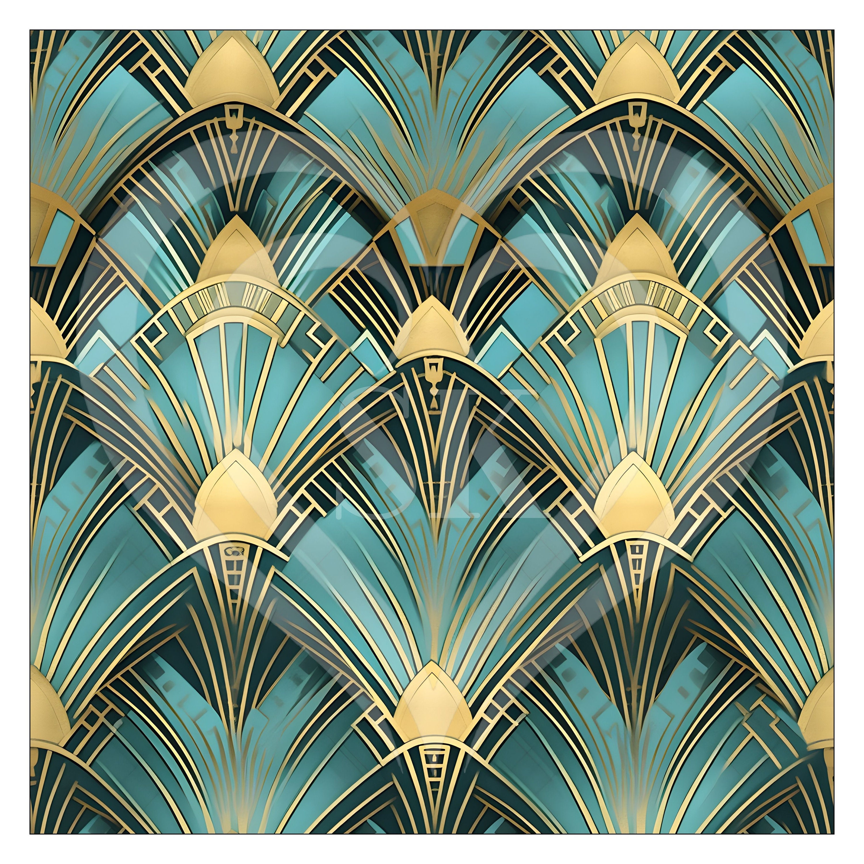 Teal Gold Art Deco DIGITAL PAPER Turquoise Tiles Wallpaper Backgrounds ...