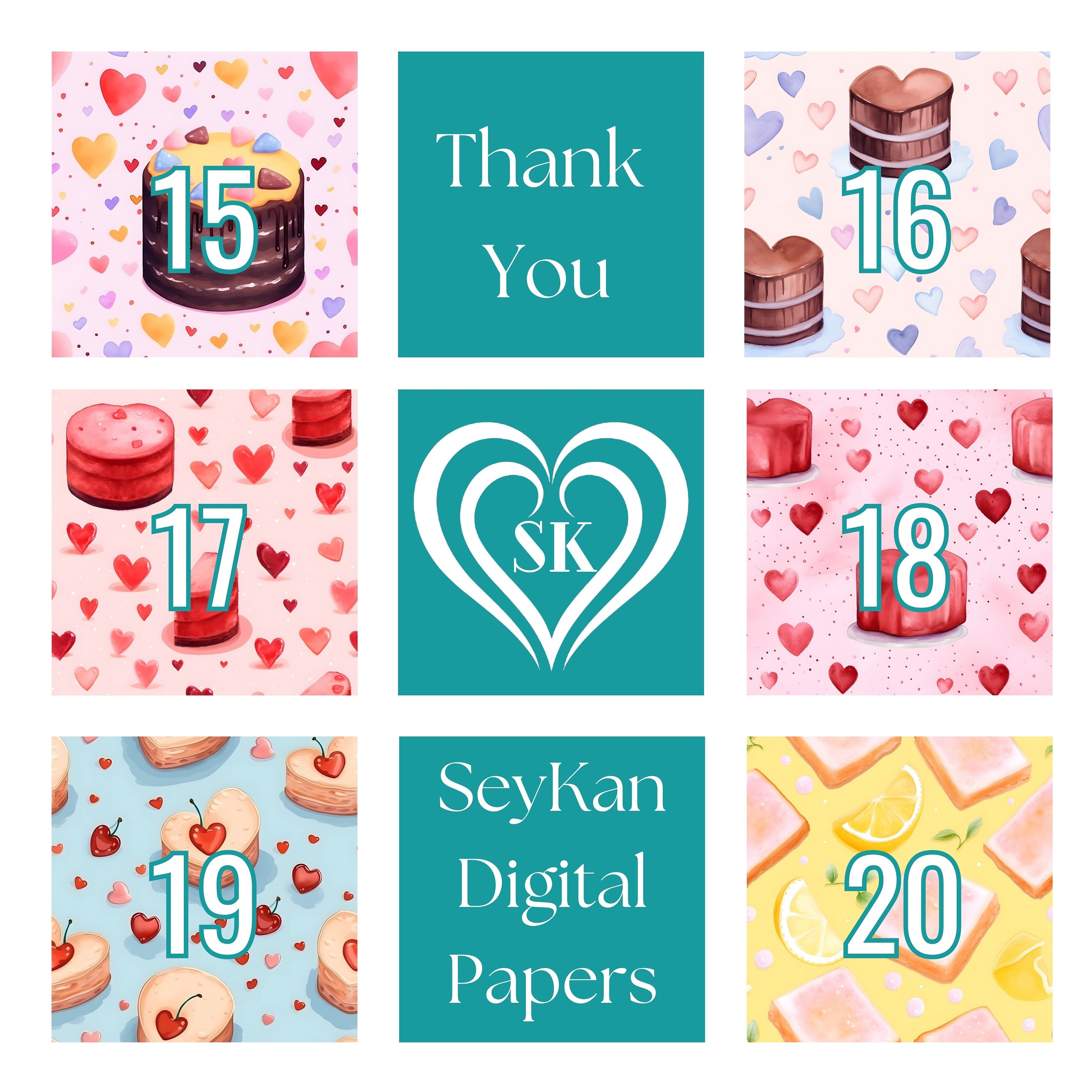 Bakery Cakes Seamless DIGITAL PAPER Cheesecake Chocolate Carrot Cake ...