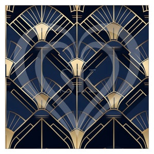 Navy Gold Art Deco DIGITAL PAPER Tiles Wallpaper Backgrounds Foil Paper ...