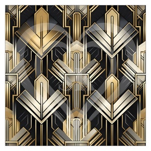Silver Gold Art Deco DIGITAL PAPER Tiles Wallpaper Backgrounds Foil ...