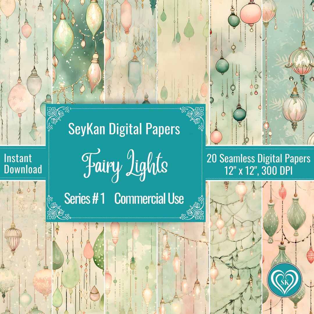 Fairy Lights DIGITAL PAPER Christmas Lighst Warm Hanging Strings ...