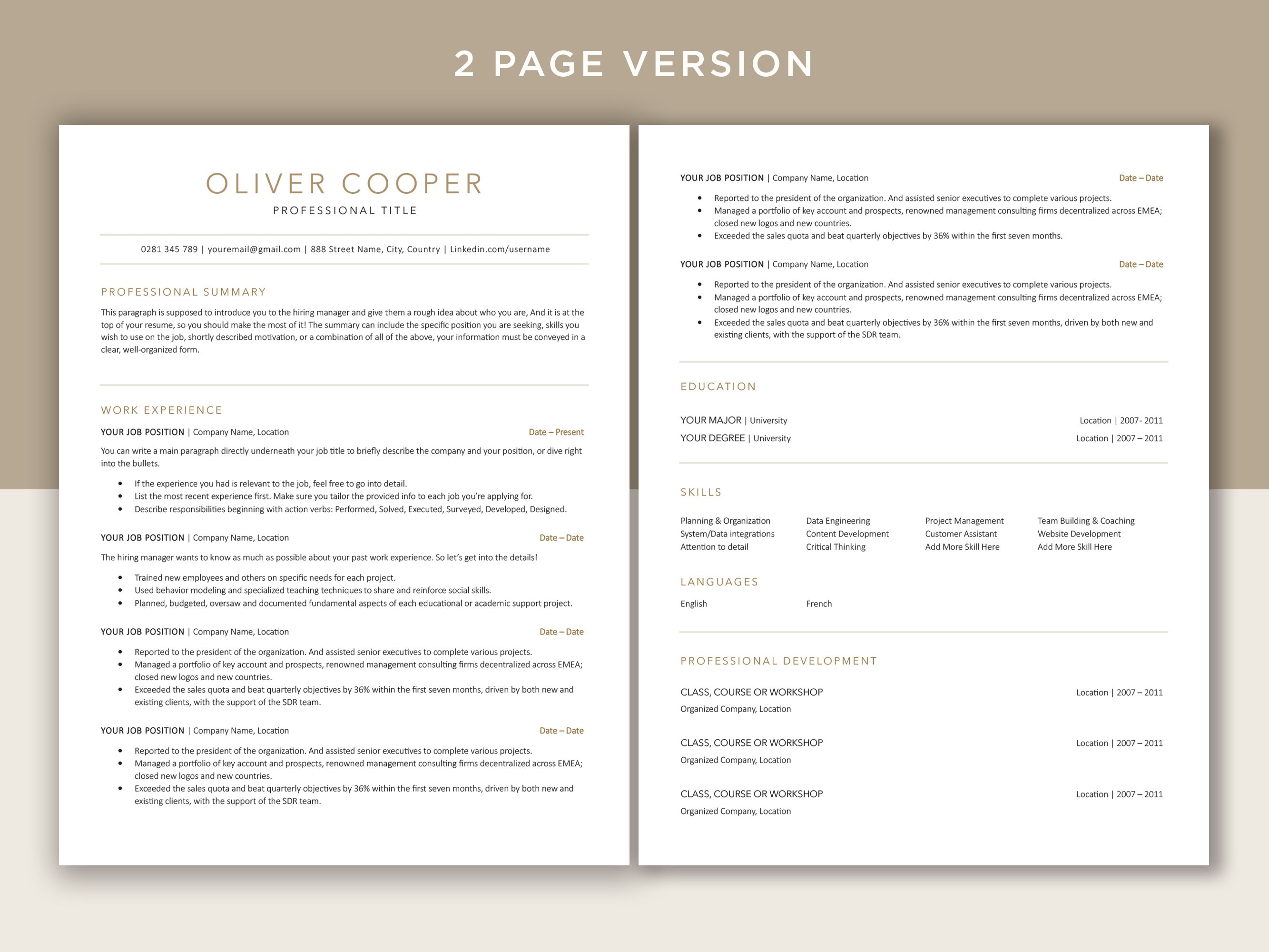 ATS Friendly Resume Template for Microsoft Word, ATS Resume Template ...