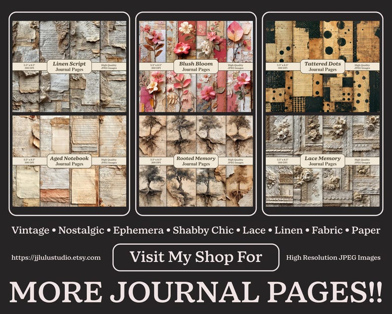 Rustic Vintage Handwriting Collage Notebook Junk Journal Pages ...