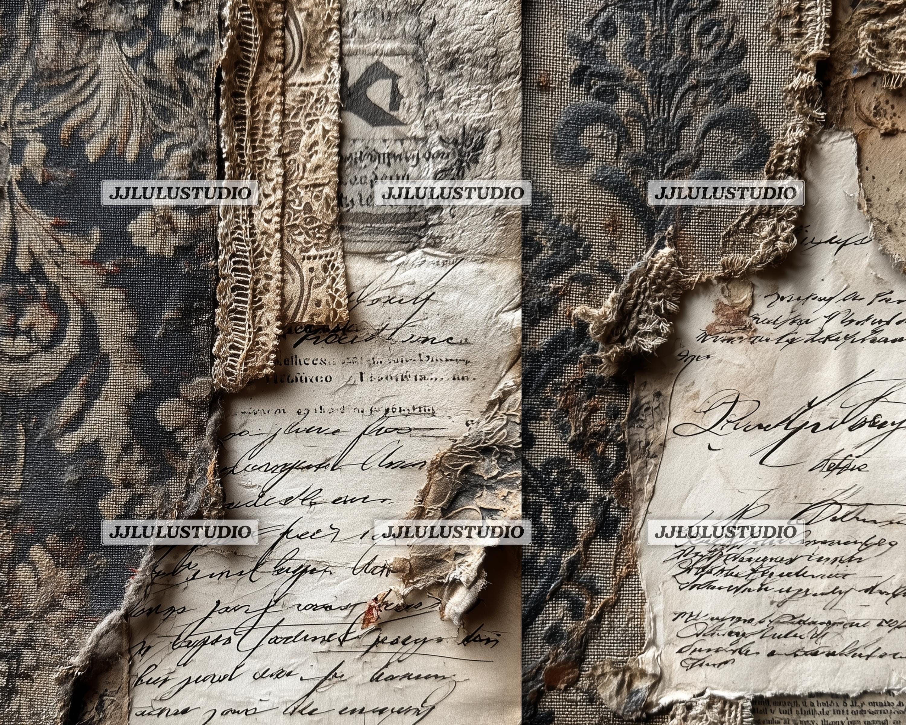 Aged Damask Junk Journal Paper, Printable Scrapbook Vintage Textile ...