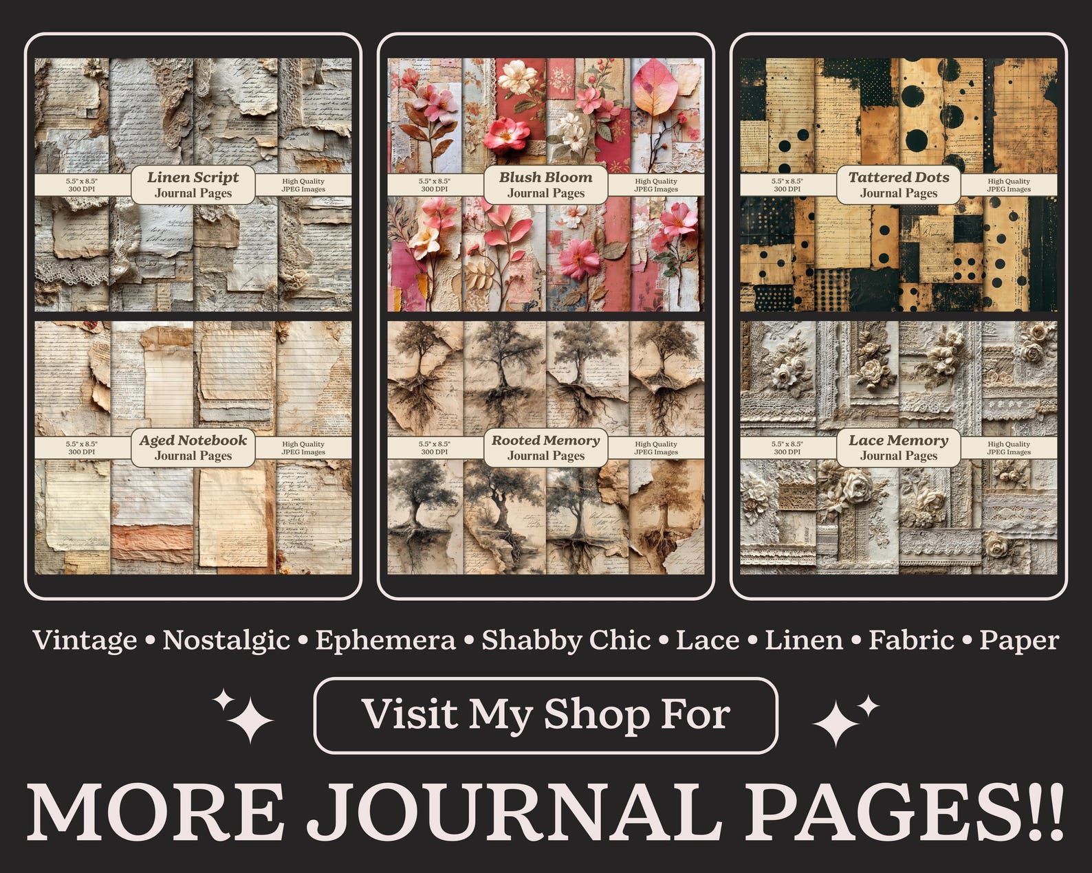 Dark Academia Junk Journal Pages, Printable Vintage Victorian Frame ...