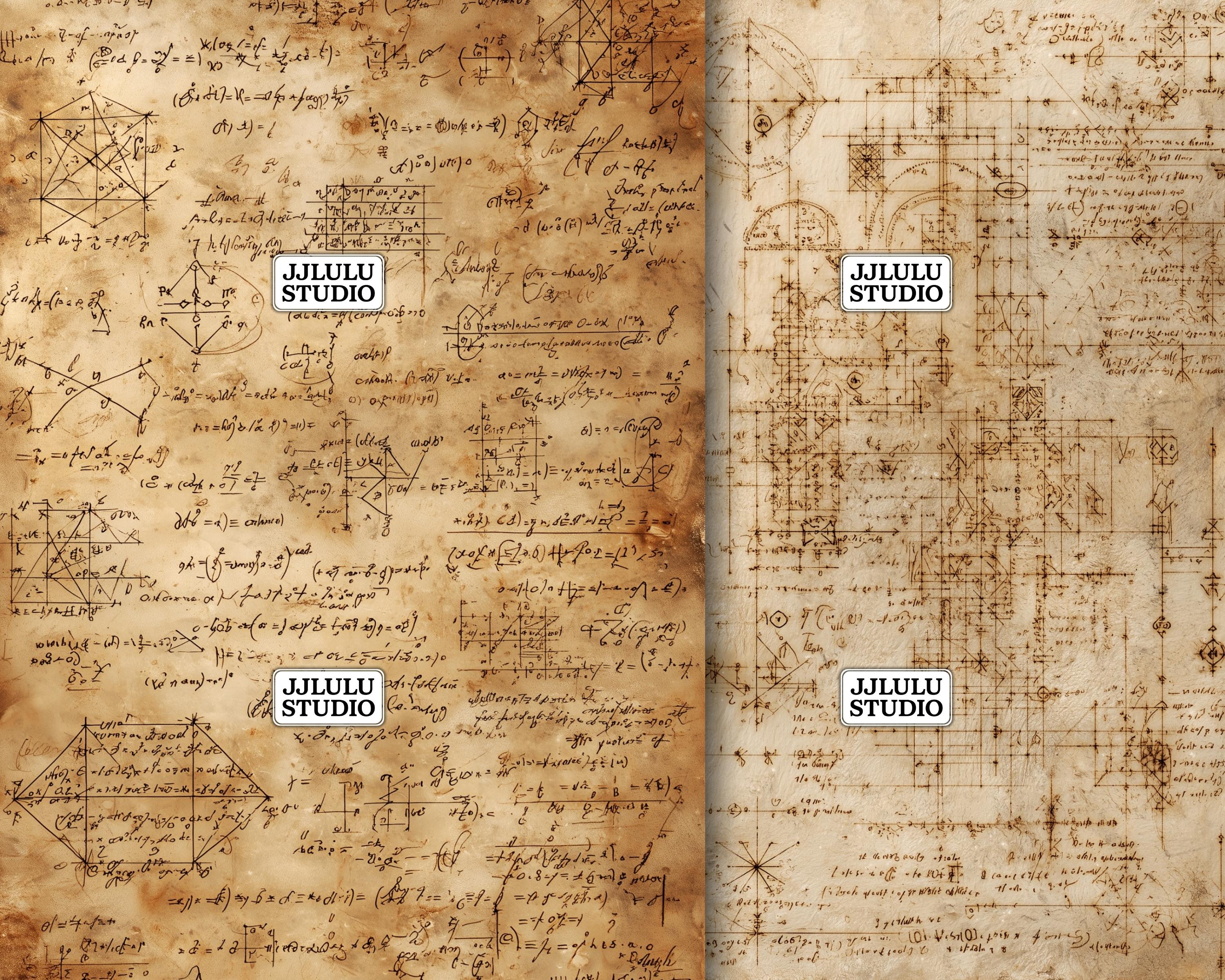 Vintage Handwritten Math Notebook Junk Journal Pages, Distressed Grungy ...