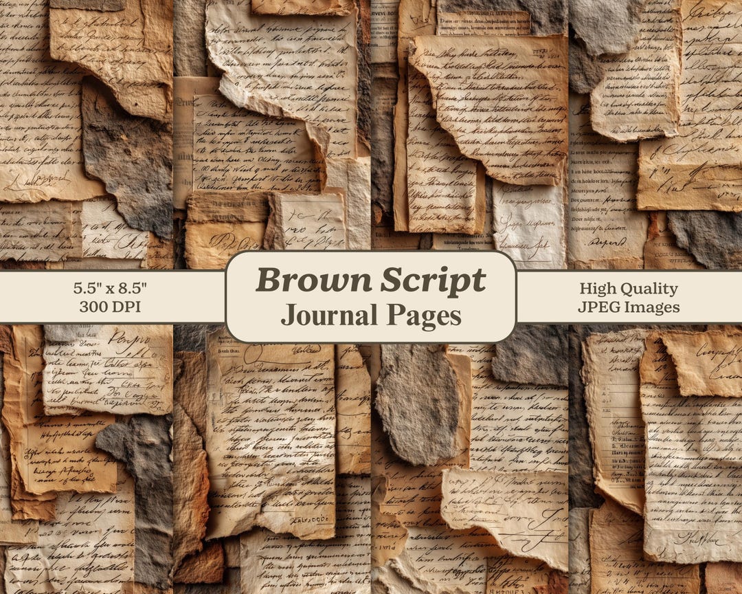 Rustic Vintage Handwriting Collage Notebook Junk Journal Pages ...