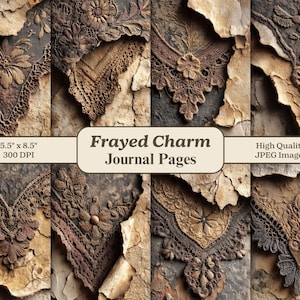 Vintage Rustic Floral Lace Ornate Damask Wallpaper Junk Journal Pages ...
