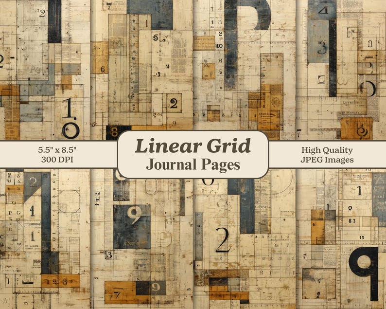 Vintage Distressed Math Notebook Junk Journal Pages Digital Paper ...