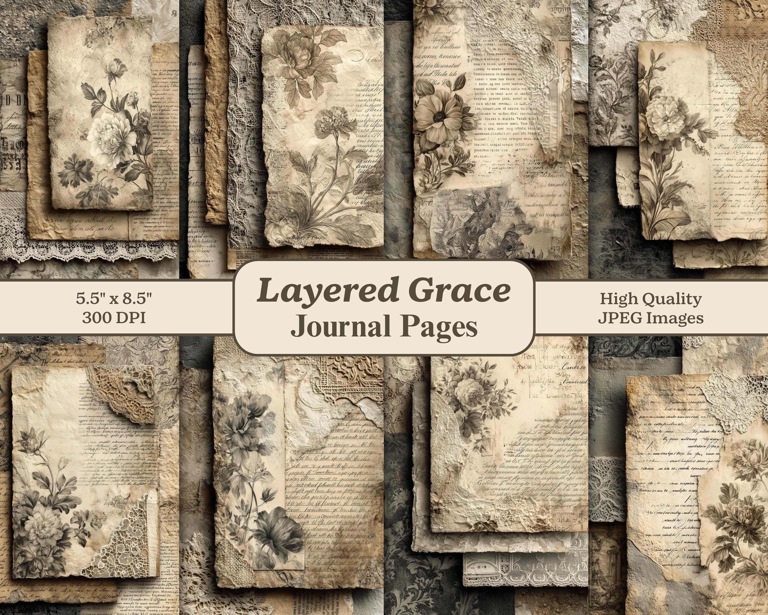Layered Victorian Floral Handwritten Notebook Junk Journal Pages ...