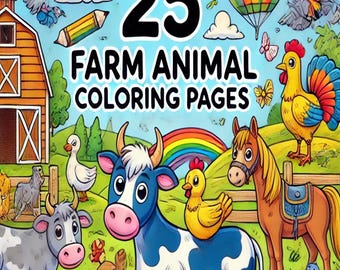 Printable Farm Animals Coloring Book, for Kids, Toddlers, Preschoolers ...