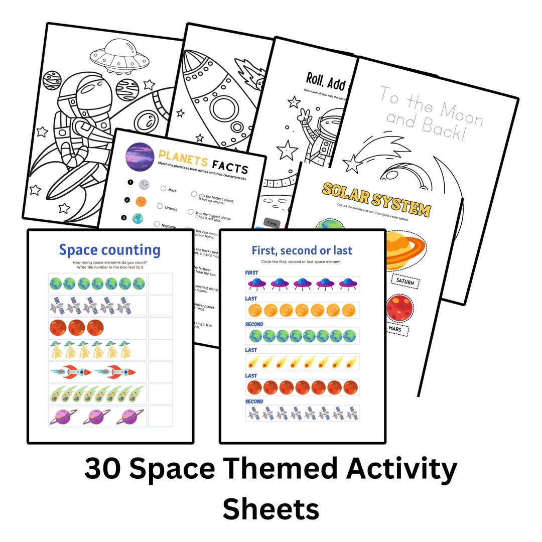 Space Themed Printable Activity Pages Space Coloring Pages Digital ...