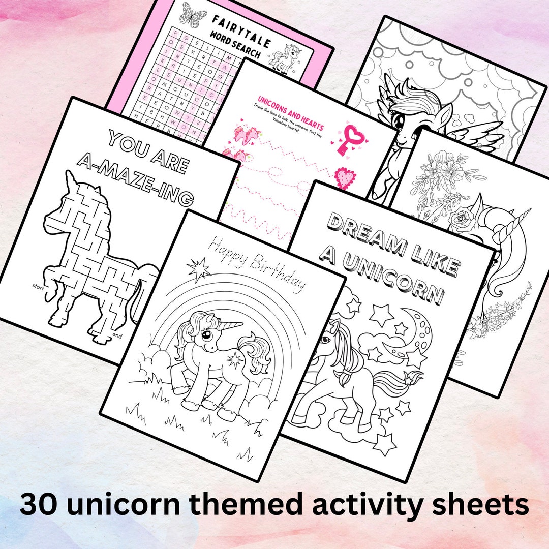 Printable Unicorn Activity Sheets Unicorn Party Activities Printable ...