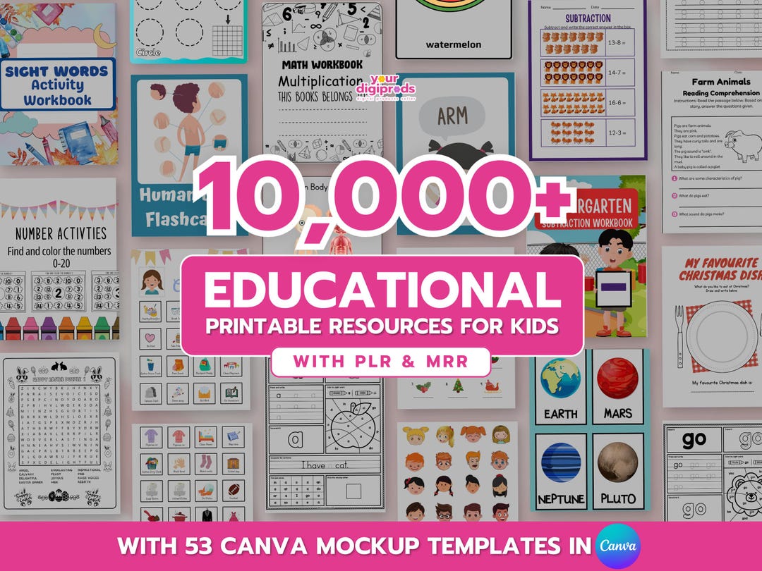 Educational Printable Bundle for Kids, PLR MRR, Learning Materials ...