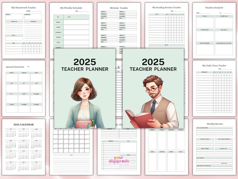 2025 Teacher Planner Editable Canva Template PLR MRR, Classroom ...