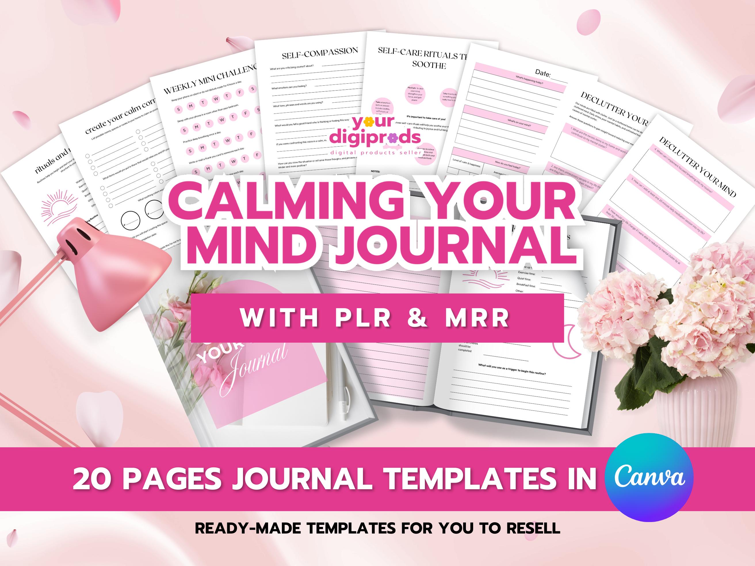 Calming Your Mind Journal Canva Templates With PLR MRR Private Label ...