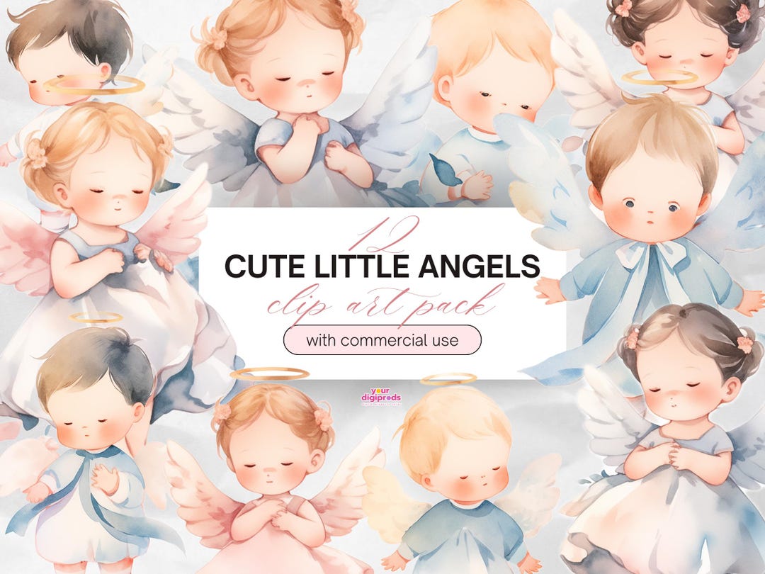 Watercolor Cute Little Angel Clip Art, Cute Baby Angel Clipart PNG Transparent Background ...