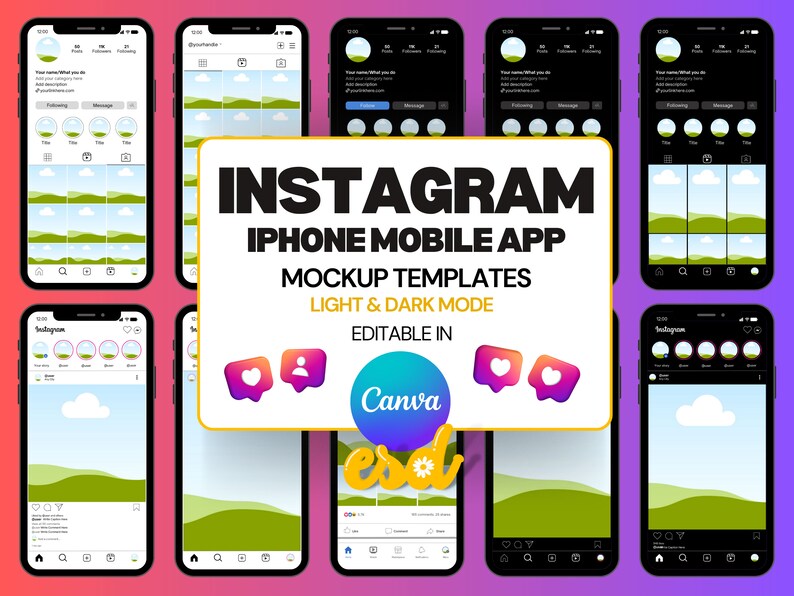 Instagram Mobile App Mockup Template in Canva, Editable Mockup ...
