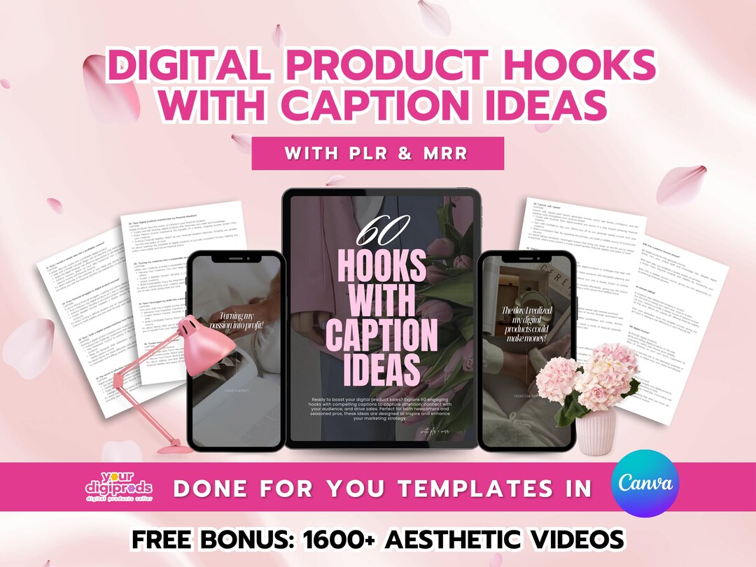 Digital Product Reel Hooks With Matching Caption Ideas Bundle Canva ...