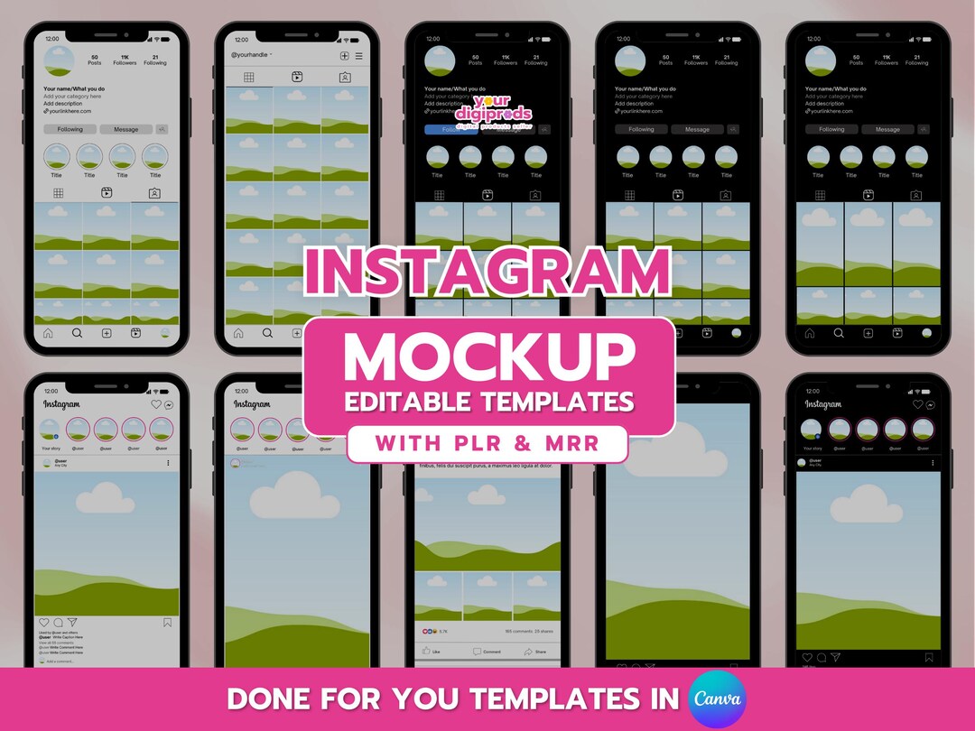 Instagram Mobile App Mockup Template in Canva, Editable Mockup ...