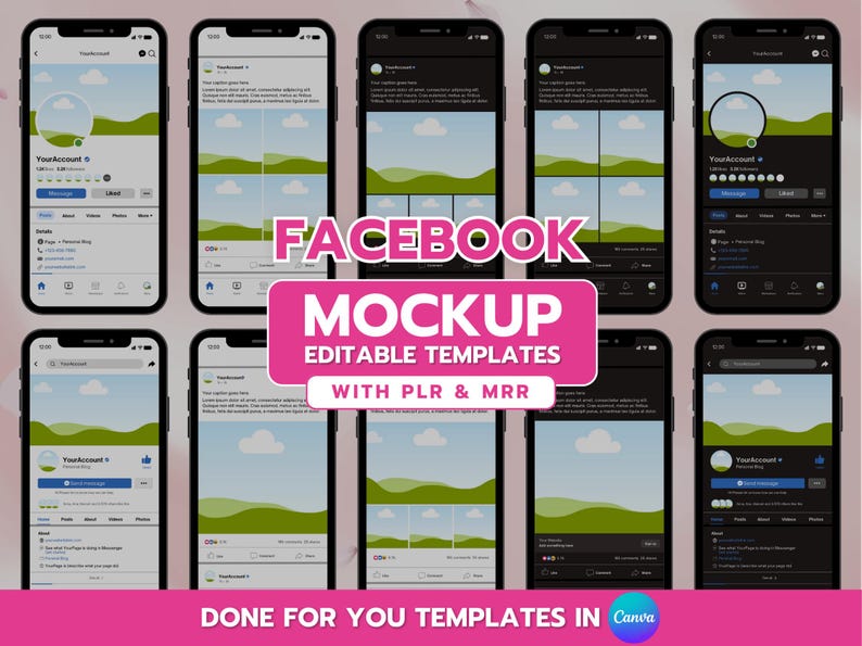 Facebook Mobile App Mockup Canva Templates, FB Mockup, FB Story, Social ...