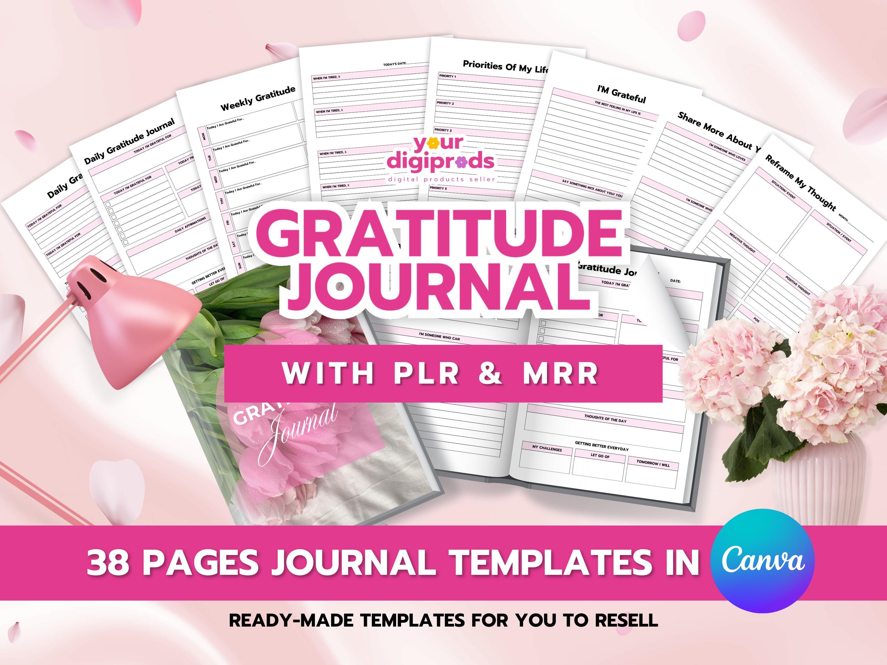 Gratitude Journal Canva Templates With PLR MRR Private Label Rights ...