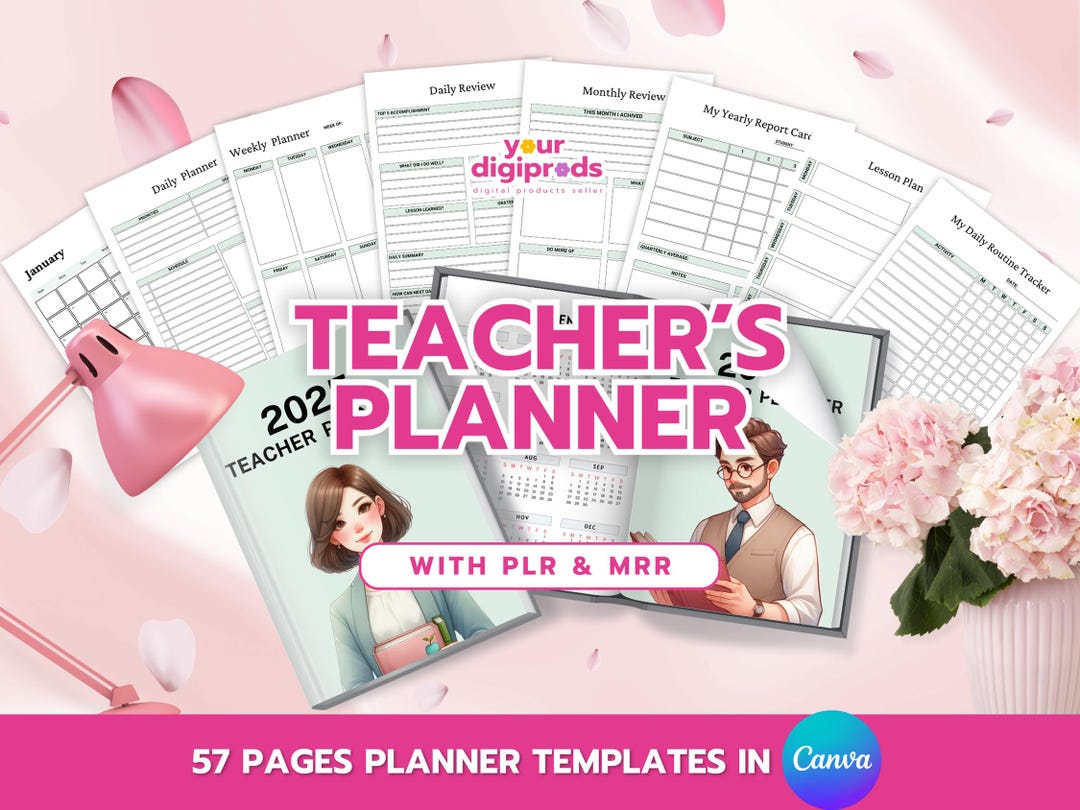 2025 Teacher Planner Editable Canva Template PLR MRR, Classroom ...