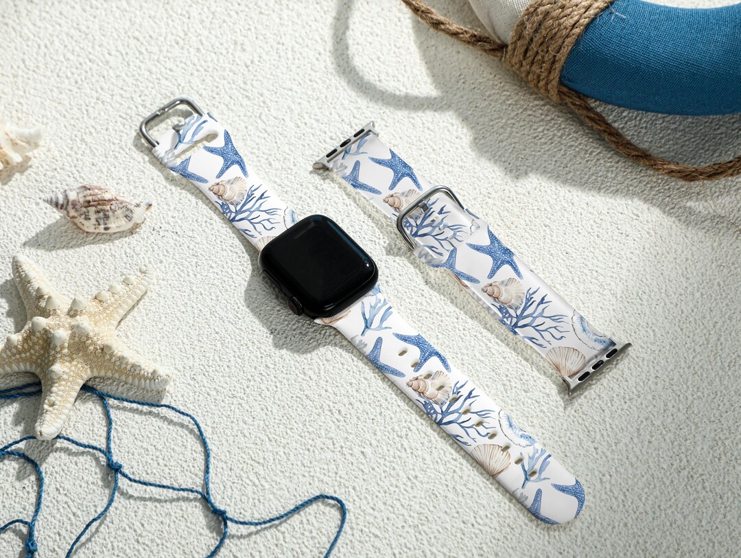 Shell Ocean Personalized Apple Watch Strap, Silicone Apple Watch Band ...