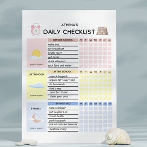 Printable Personalized Kids Daily Checklist | Kids Chore Chart, Daily ...
