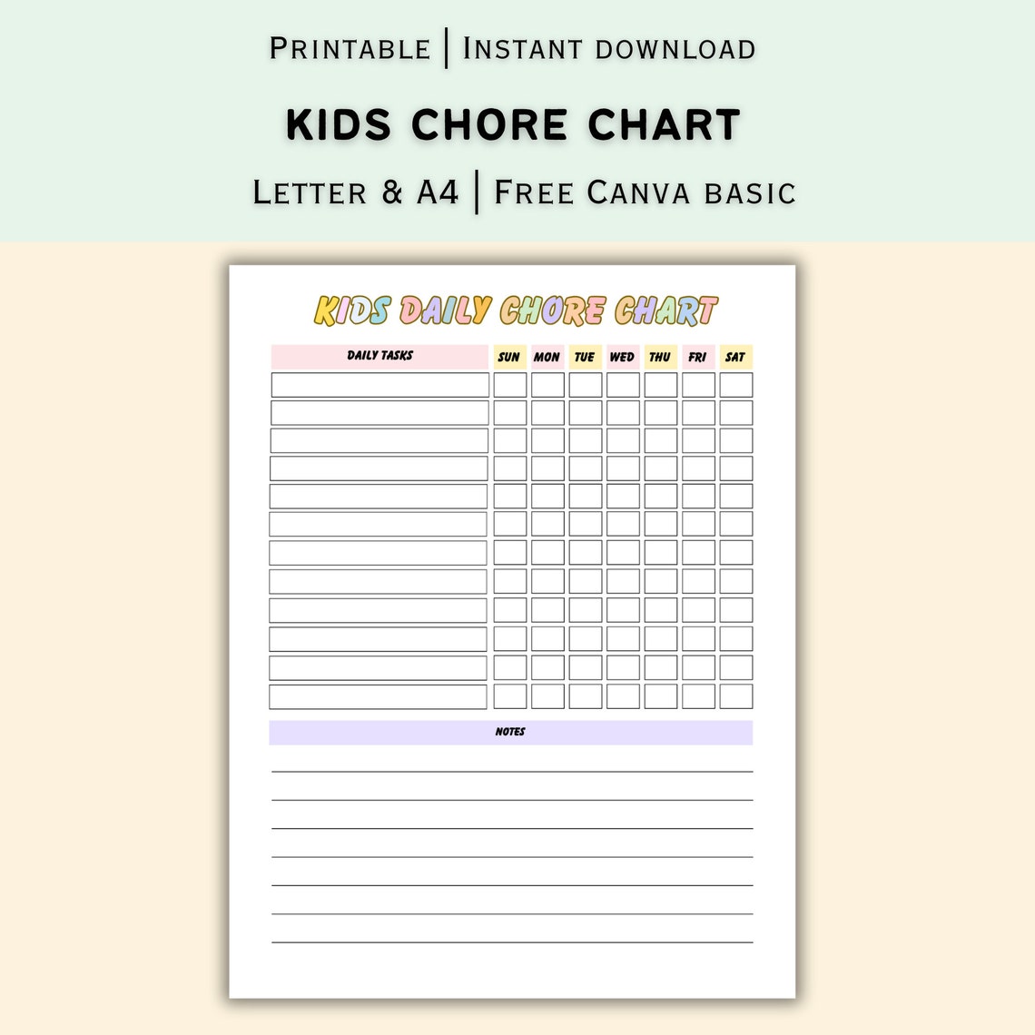 Printable Kids Chore Chart | Children Daily Routine Chart, Printable ...