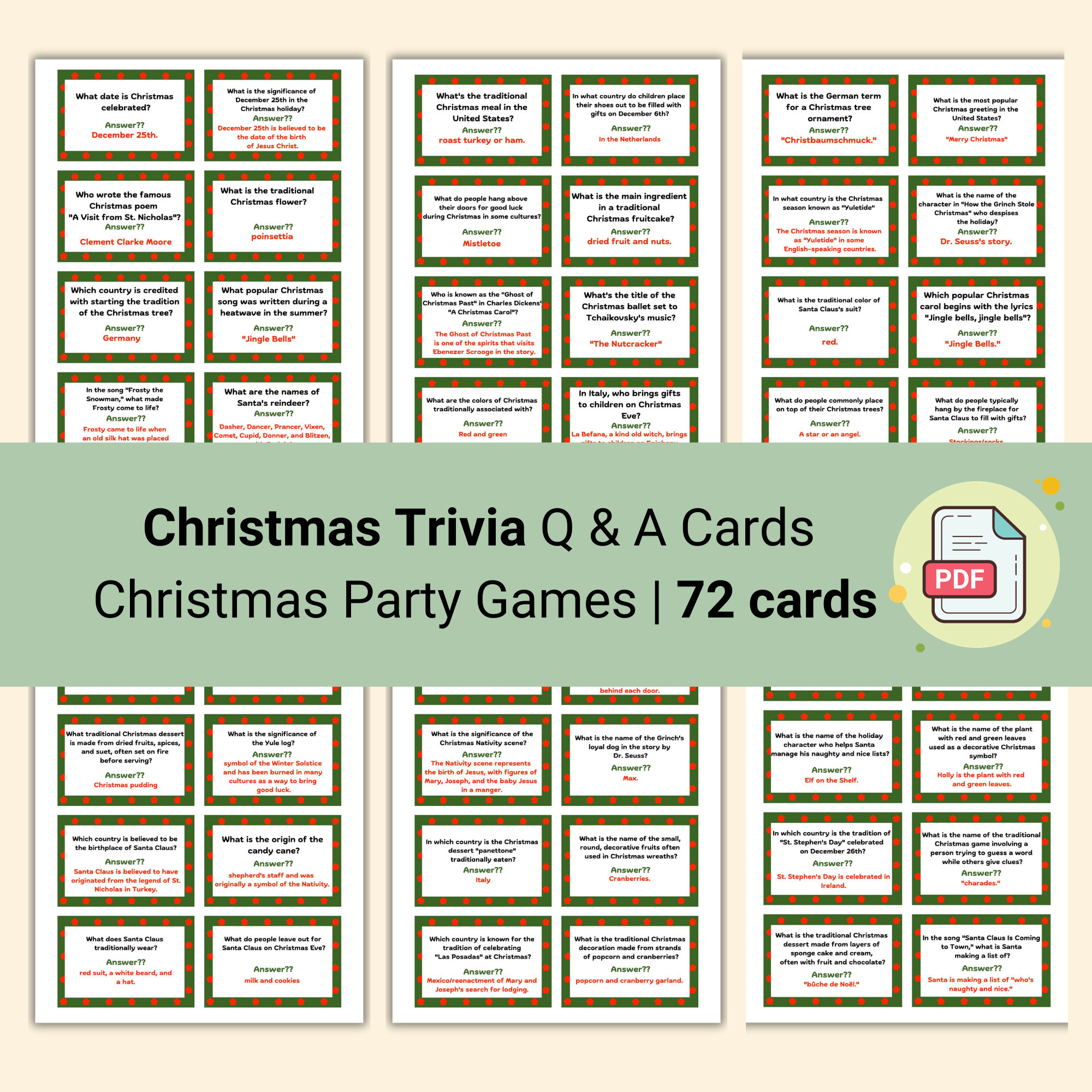 Printable Christmas Trivia, Printable Games, Christmas Games, Holiday ...