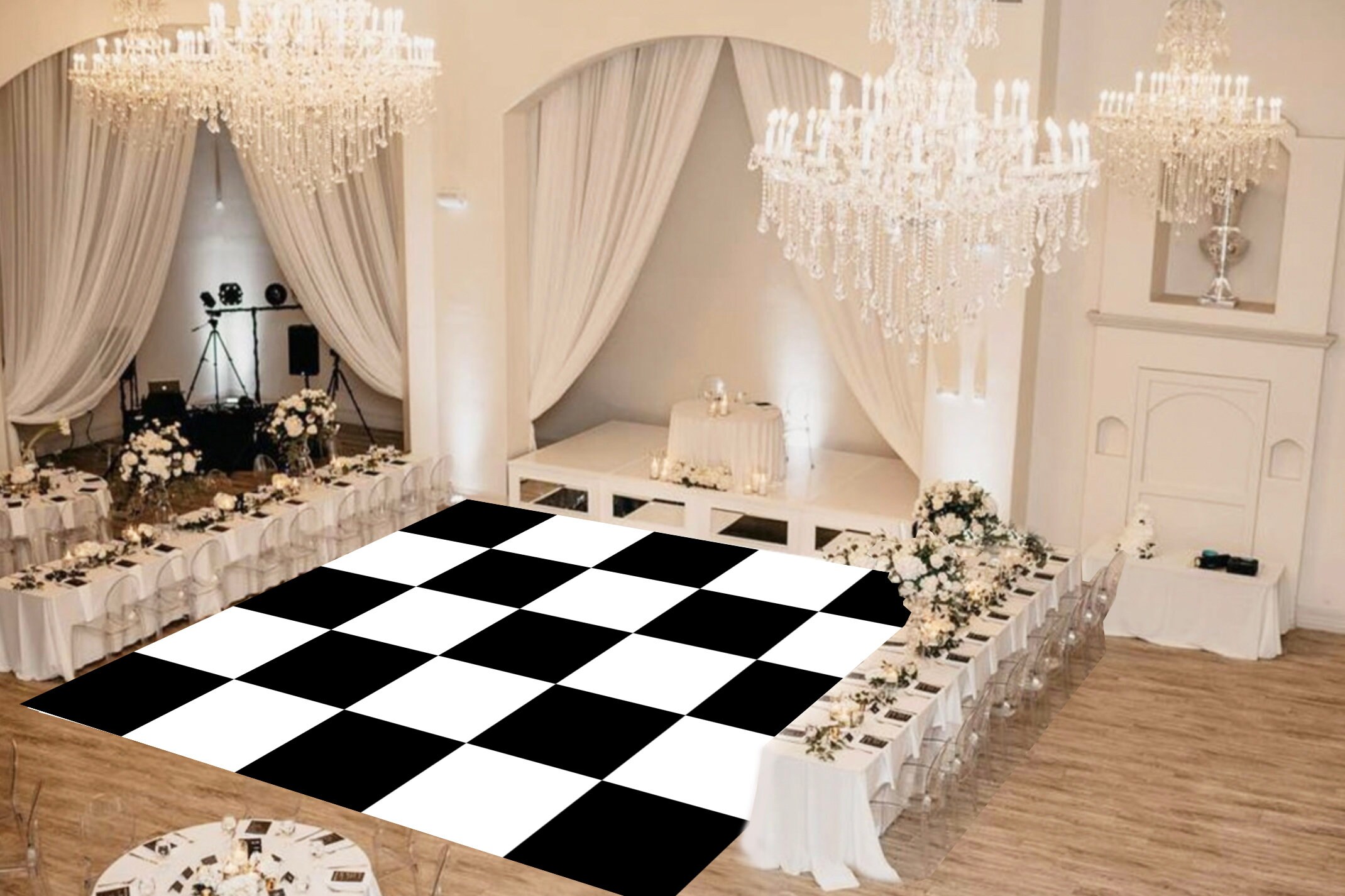 Black and White Checkered 4x4 Square Floor Wrap - Etsy