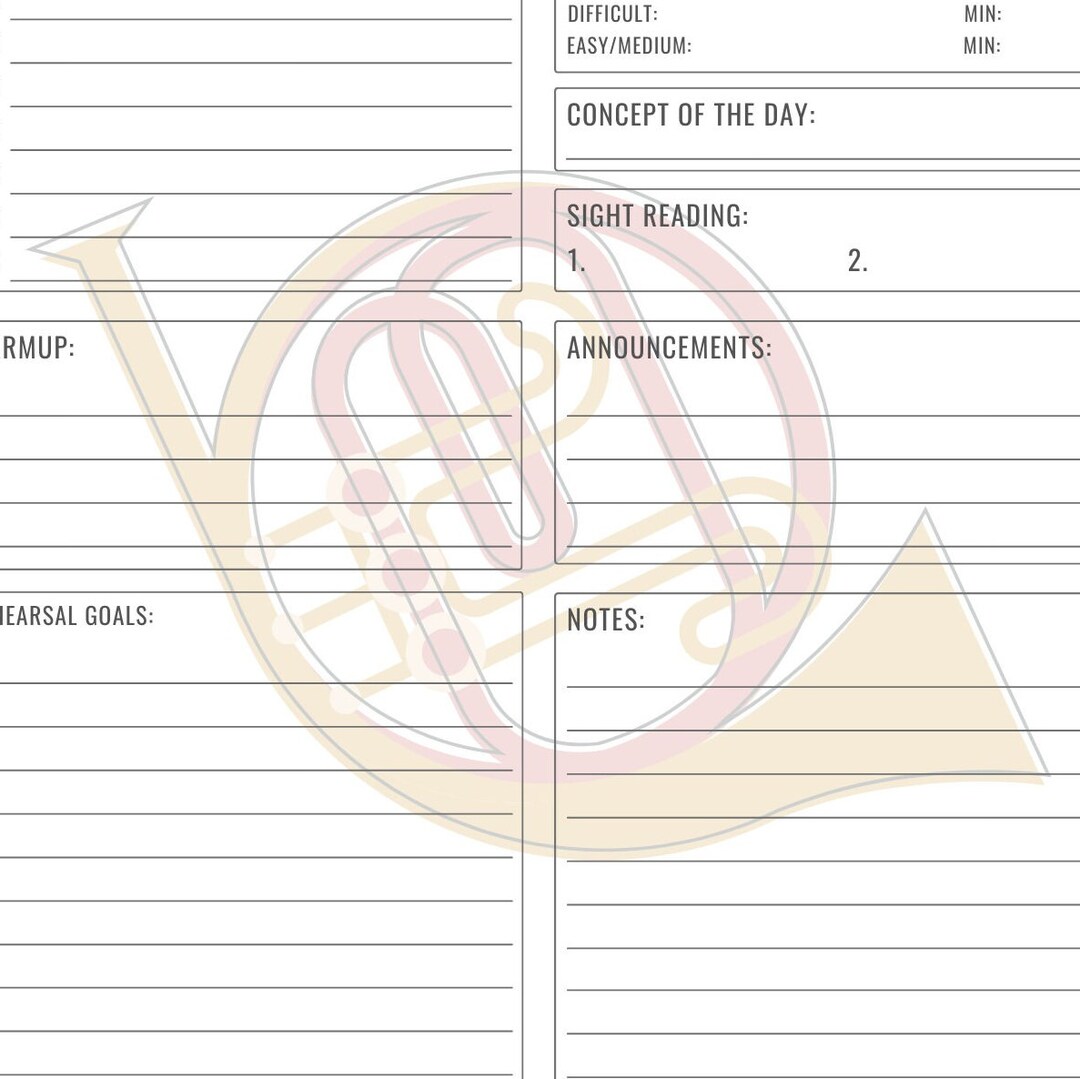 Daily Rehearsal Planner Brass - Etsy