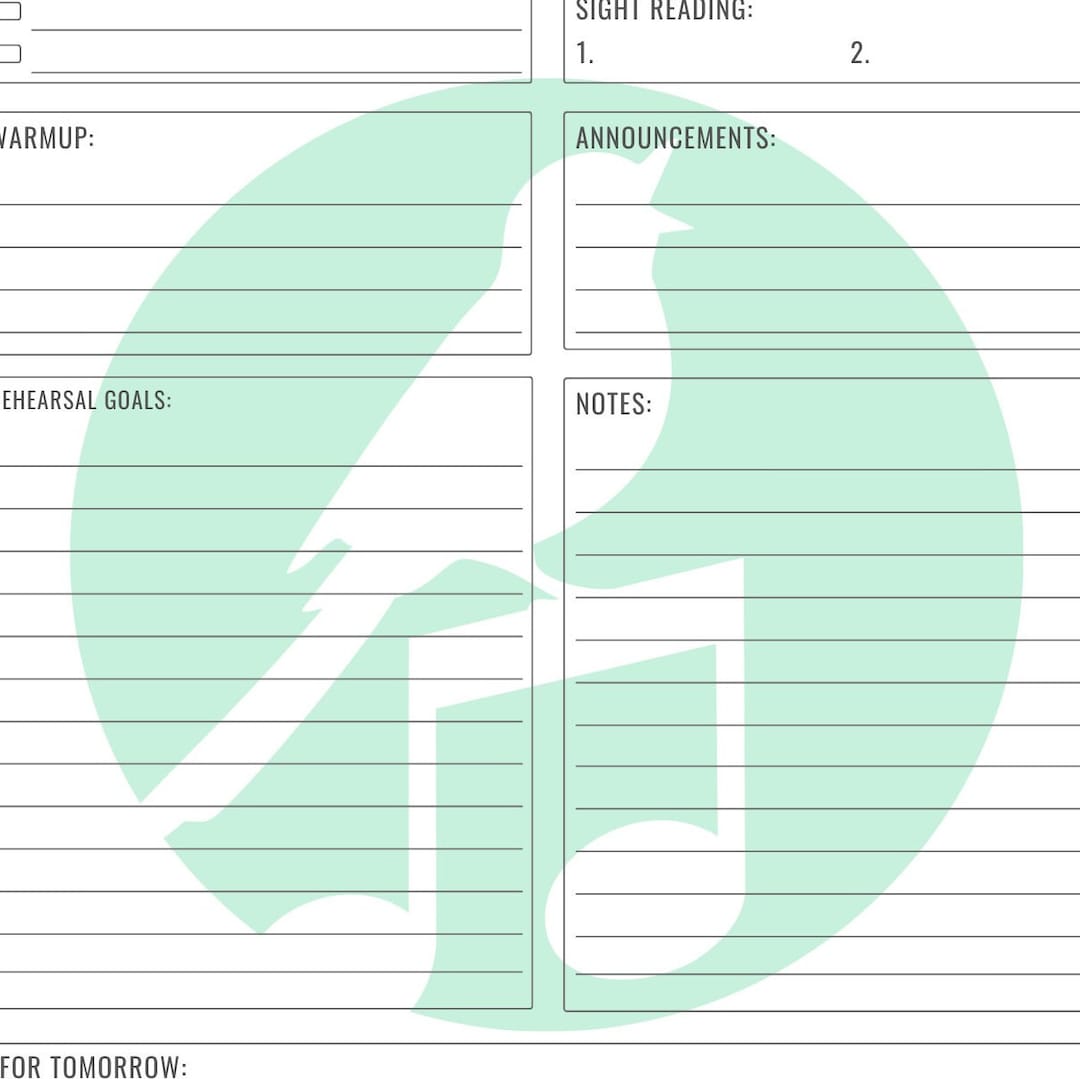 Daily Rehearsal Planner Songbird - Etsy