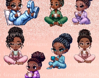 Pajama Clipart, Fashion Girl Clipart, African American Woman Clipart ...