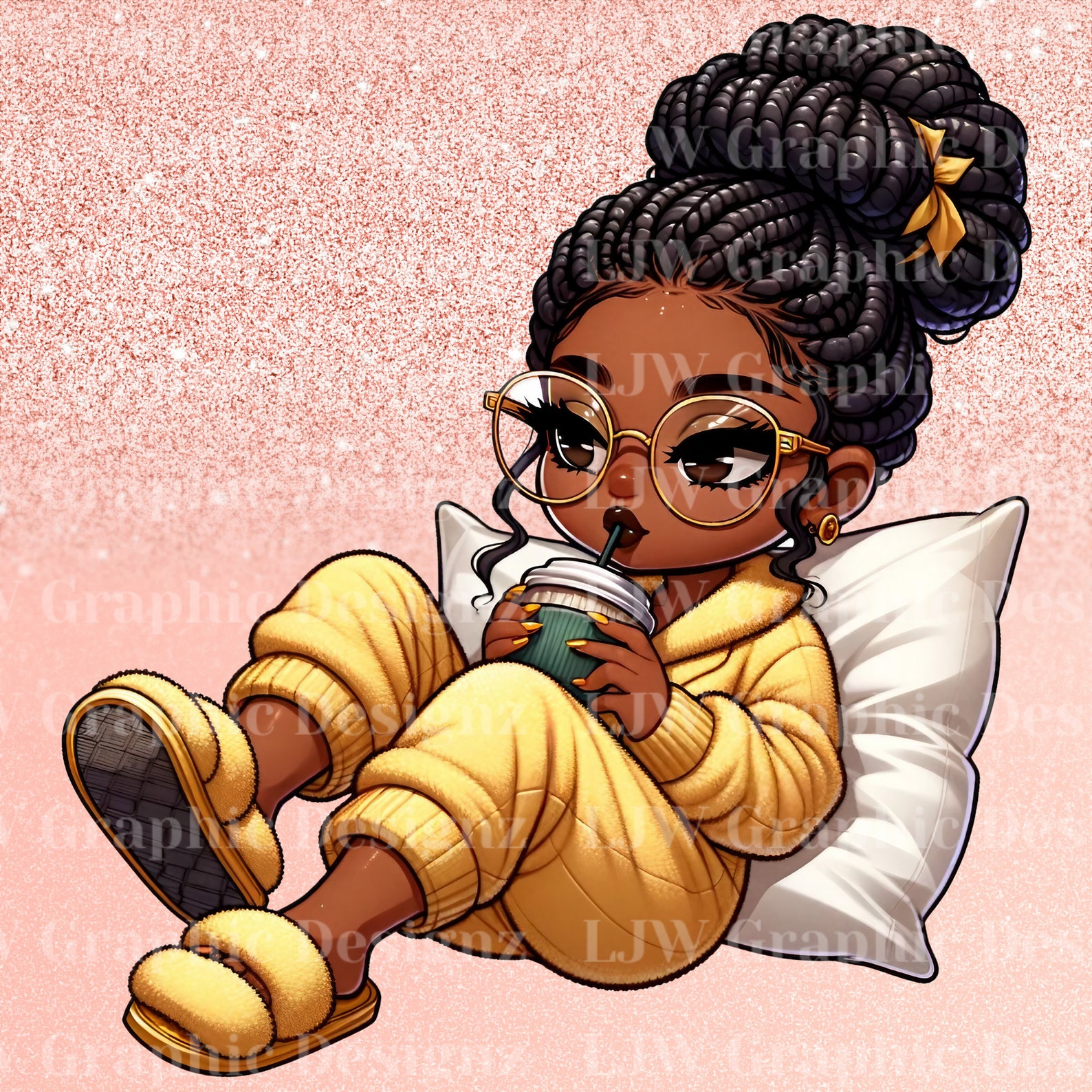 Stylish African American Woman Clipart Bundle Pajama Party Graphics - Etsy