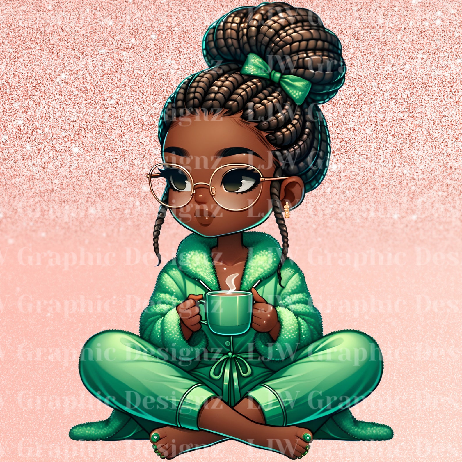 Stylish African American Woman Clipart Bundle Pajama Party Graphics - Etsy