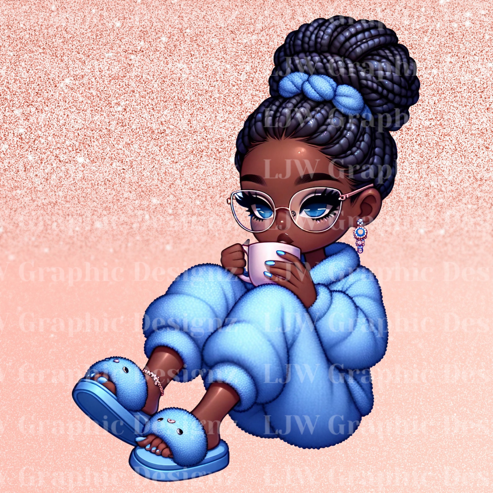 Stylish African American Woman Clipart Bundle Pajama Party Graphics - Etsy