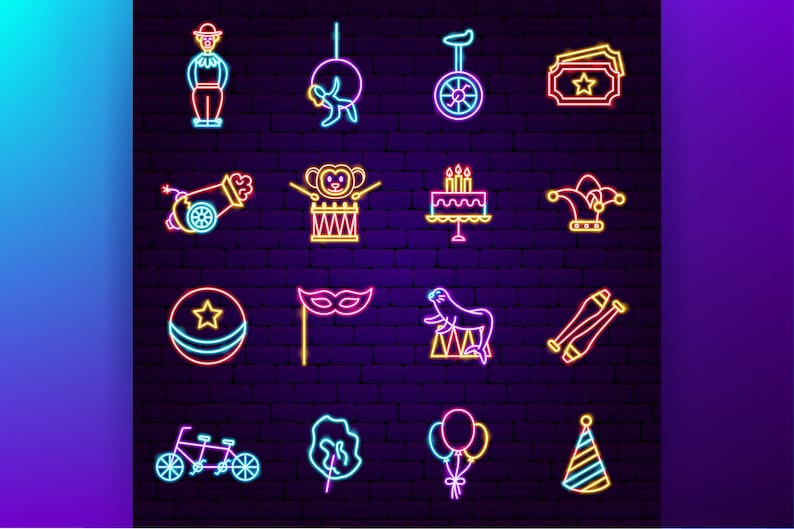 Circus Neon Vector Icons - Etsy