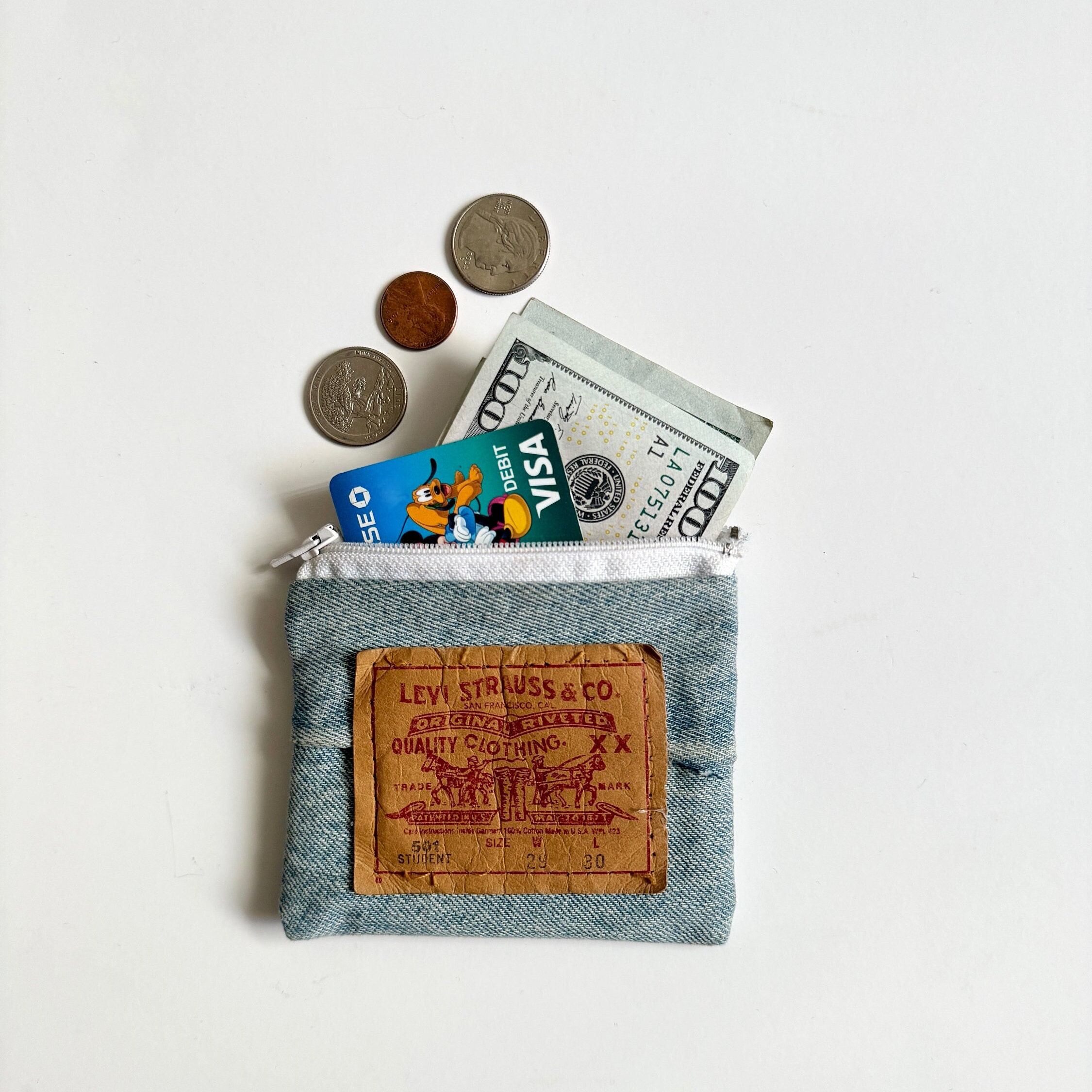 Denim Coin & Credit Card Purse - Upcycle Levis - Etsy
