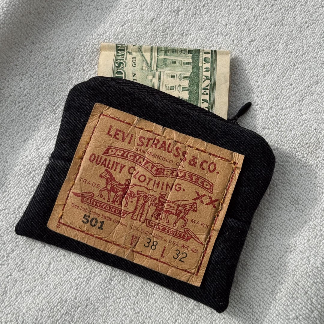 Black Denim Coin & Credit Card Purse - Upcycle Levis - Etsy