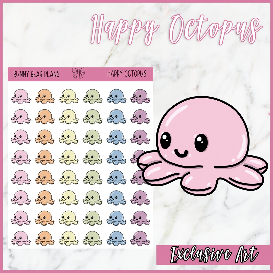 Happy Octopus Doodle - Planner Stickers - Etsy