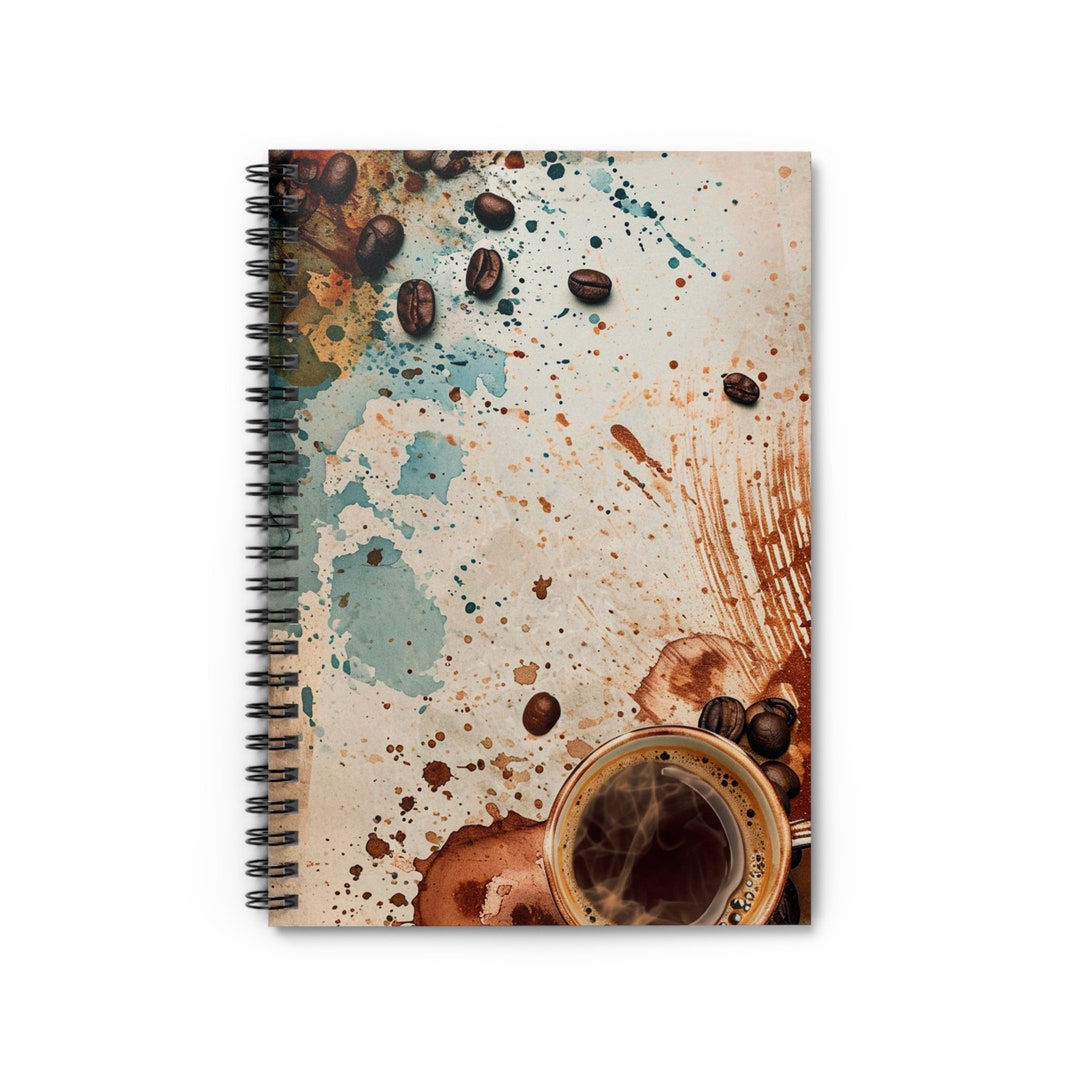 6" X 8" Spiral Notebook / Journal - Ruled Line - Coffee and Beans - Etsy
