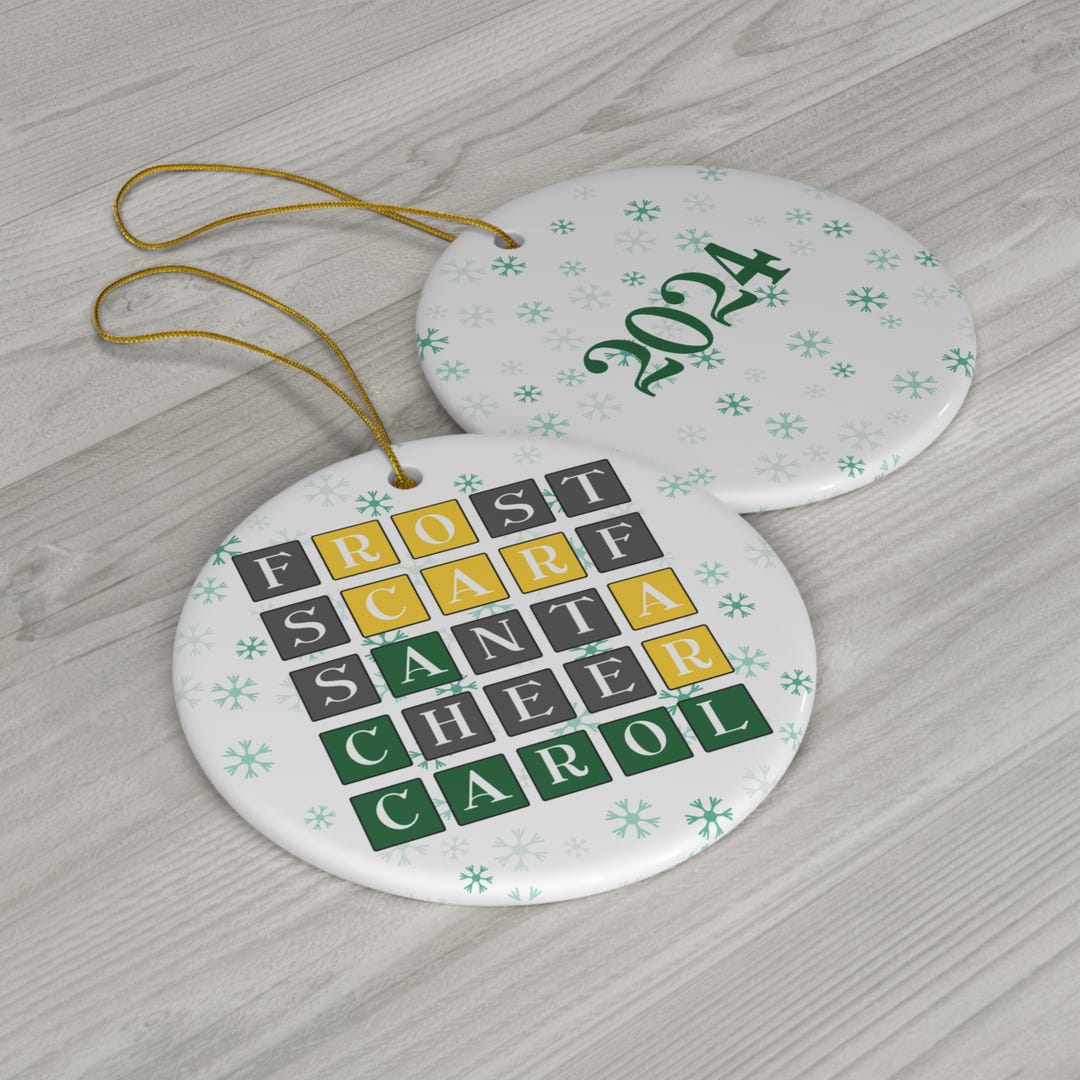 Wordle Ceramic Christmas Ornament 2024 - Snowflake Background - Etsy