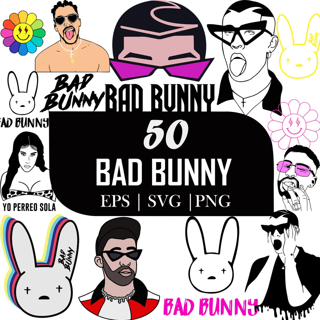 Bad Bunny SVG, Face Svg for Cricut, Layered Files, Bad Bunny PNG Files ...