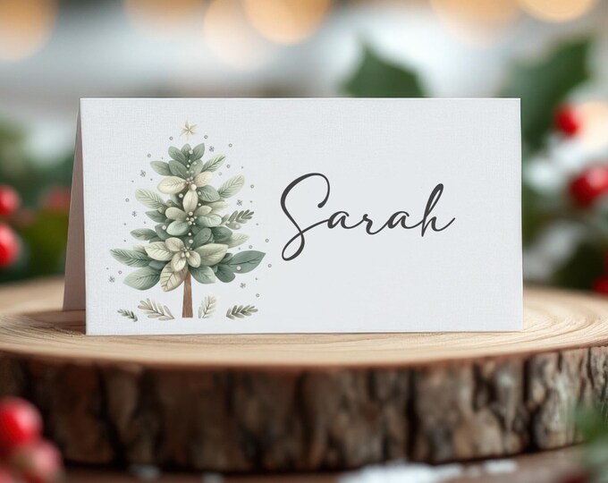 Printable Christmas Place Cards | Editable Name Cards | Christmas Tree ...