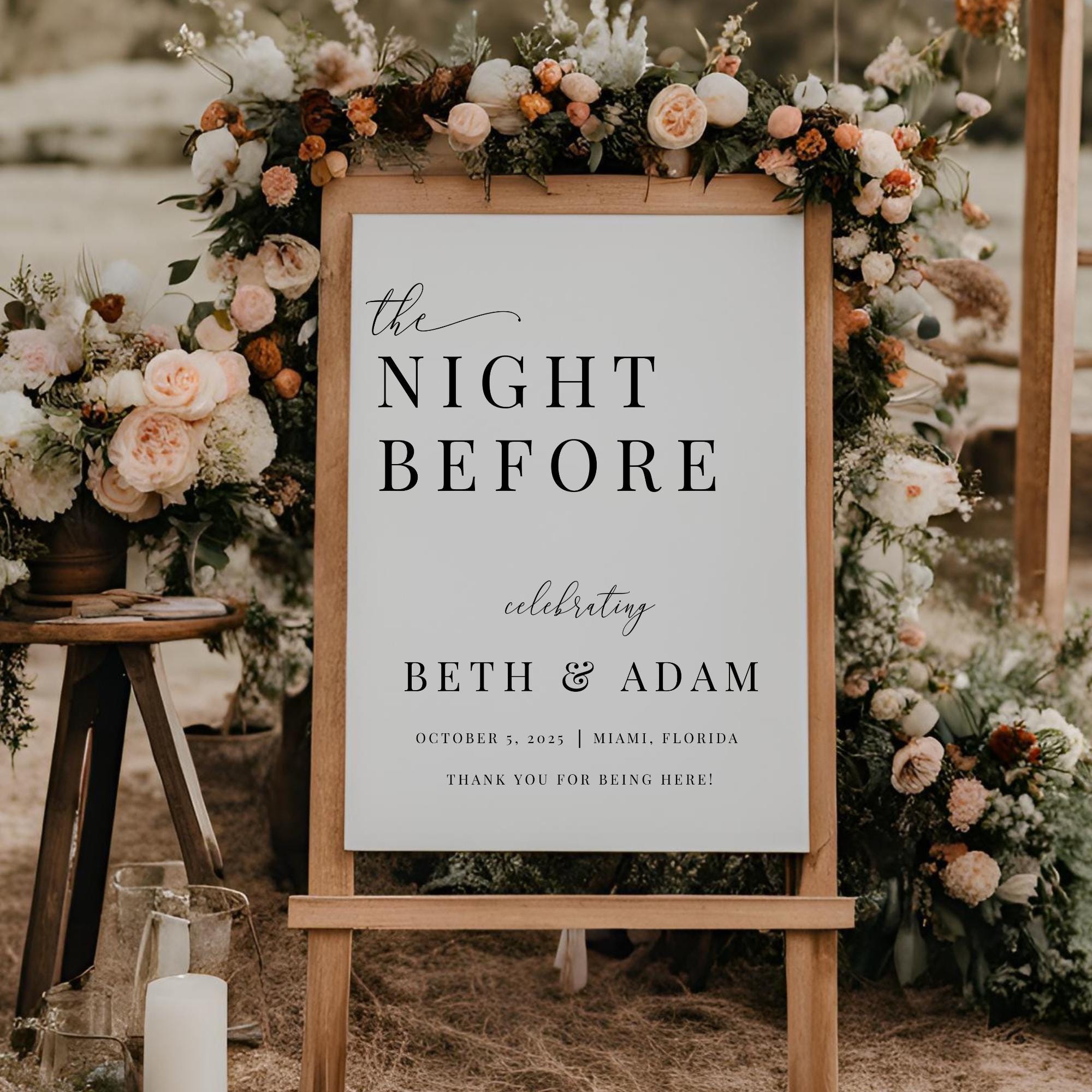 The Night Before Welcome Sign Template, Rehearsal Dinner Welcome Sign ...